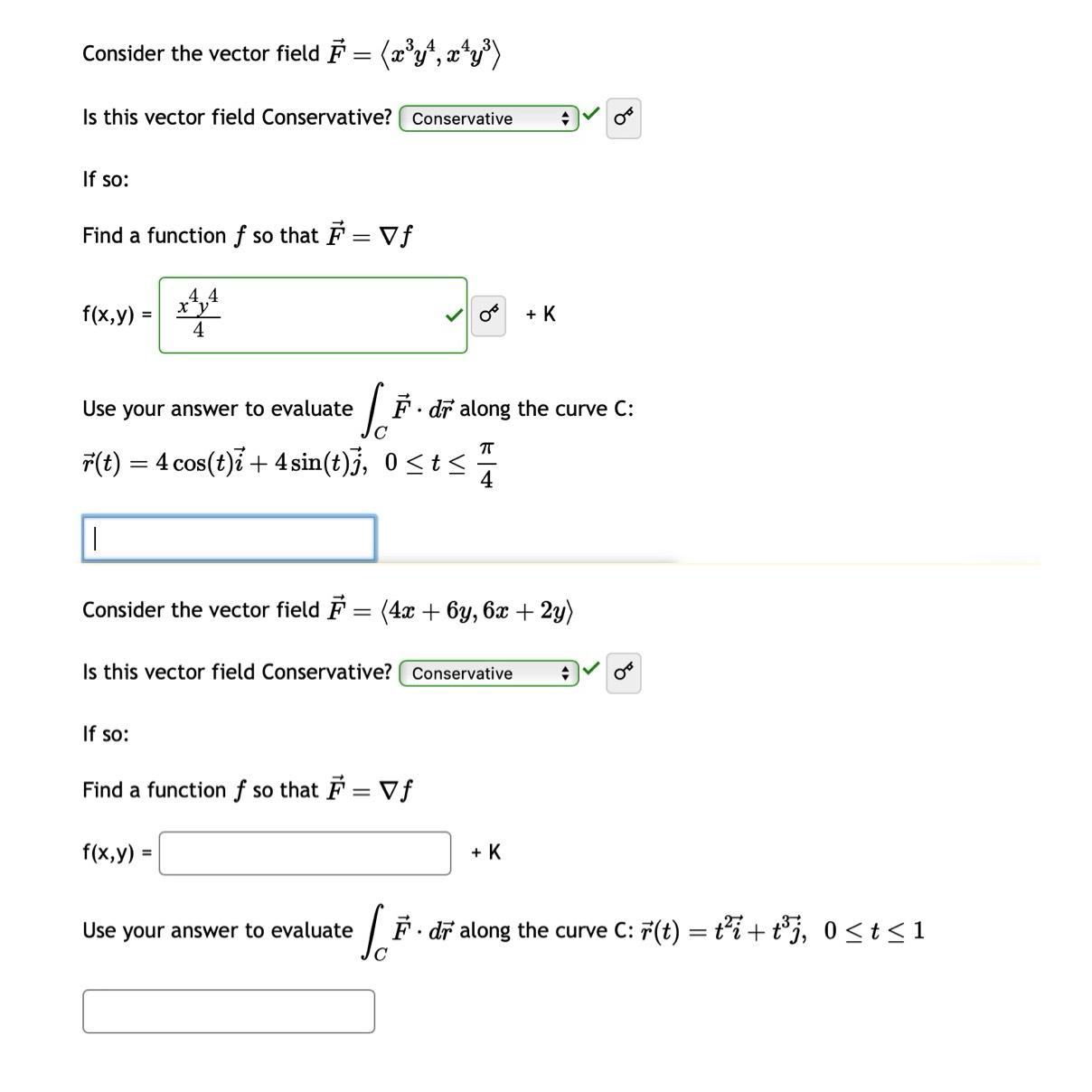 Solved Consider the vector field vec(F)=(:x3y4,x4y3:)Is this | Chegg.com