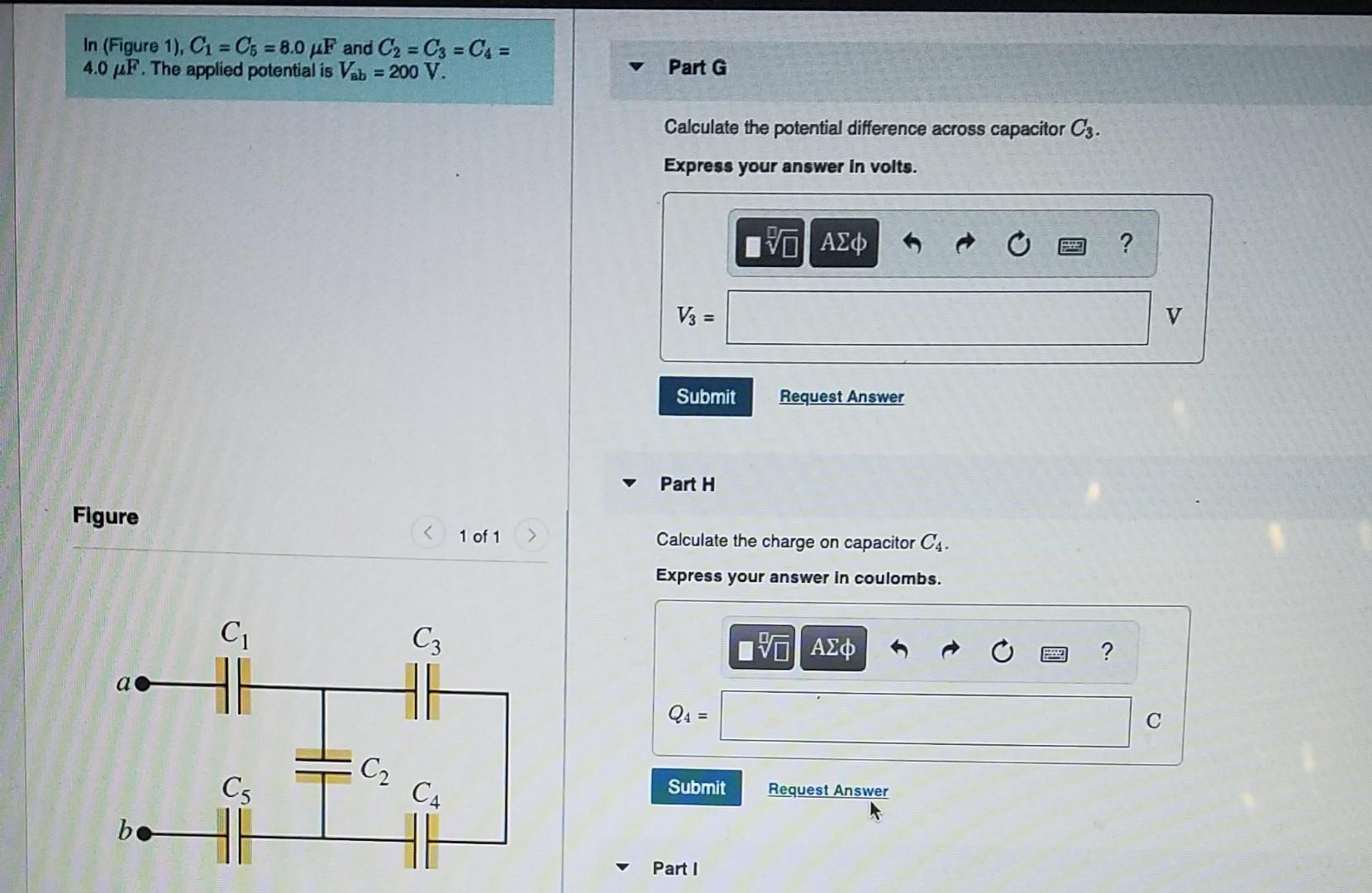 Solved In (Figure 1), C1 =C5 = 8.0 pF and C2 =C3 = C4 = 4.0 | Chegg.com