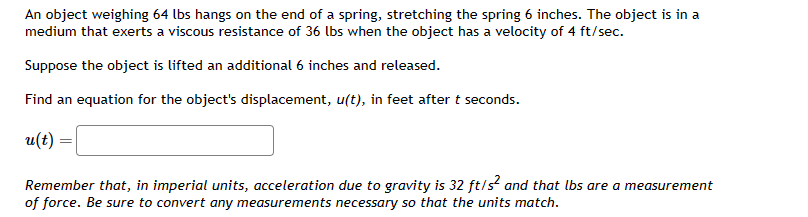Solved An object weighing 64 ﻿lbs hangs on the end of a | Chegg.com