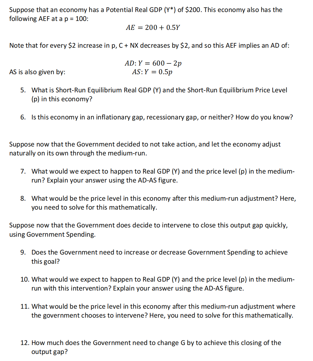 Solved Suppose that an economy has a Potential Real GDP | Chegg.com