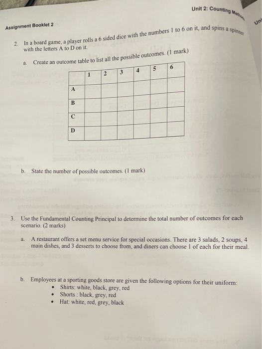 Solved Unit 2: Counting Man Un Assignment Booklet 2 2. In a | Chegg.com