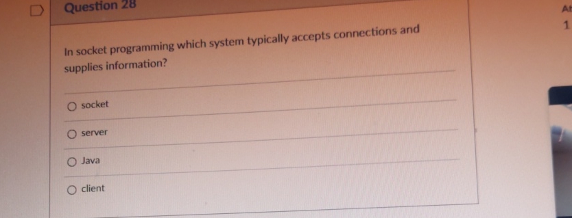 Solved Question 28In socket programming which system | Chegg.com