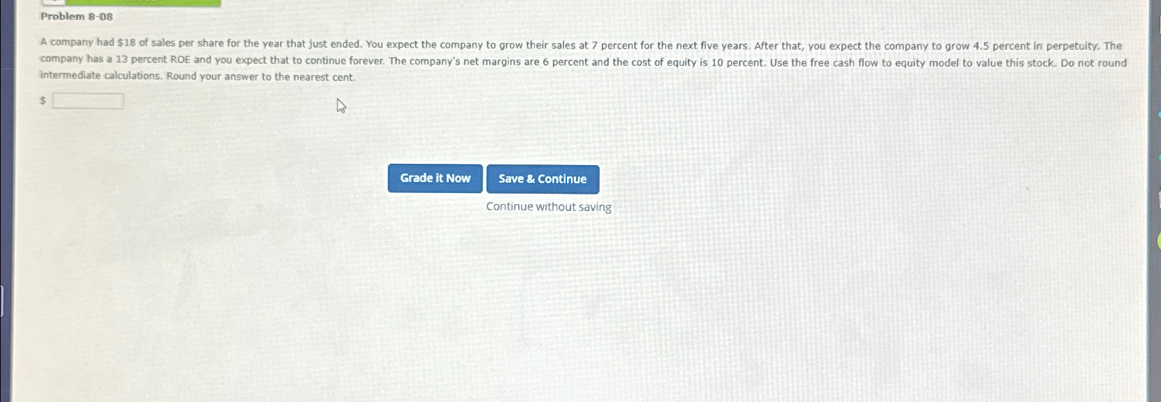 Solved Problem 8-08 ﻿intermediate calculations. Round your | Chegg.com