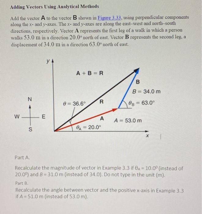 Solved Adding Vectors Using Analytical Methods Add the | Chegg.com