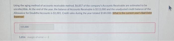 Solved Using the aging method of accounts receivable method, | Chegg.com