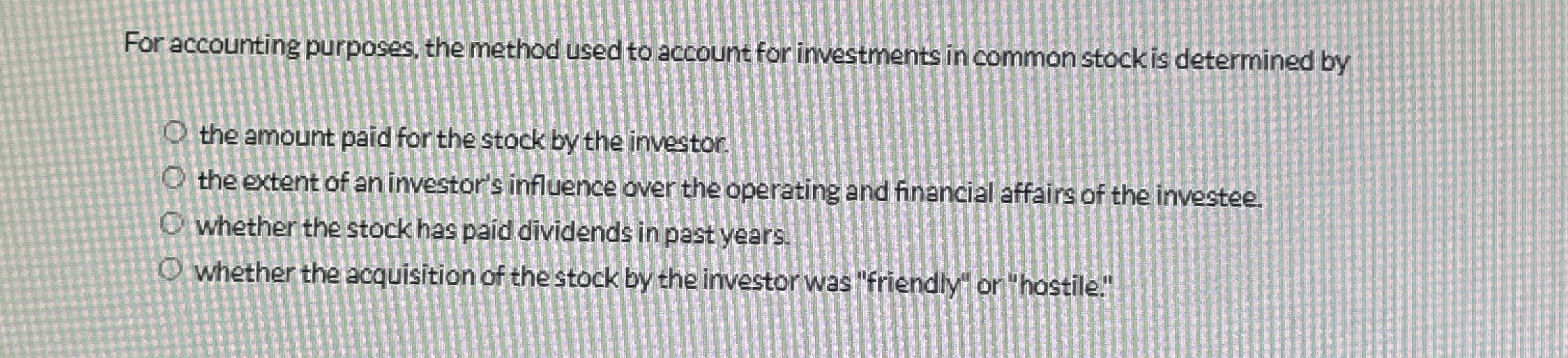 Solved For Accounting Purposes The Method Used To Account