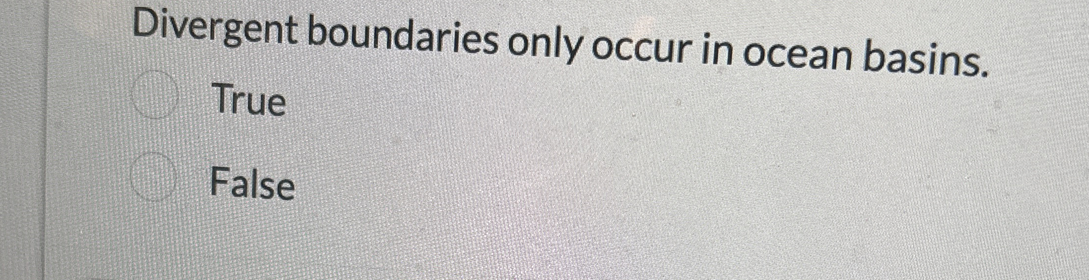 Solved Divergent boundaries only occur in ocean | Chegg.com