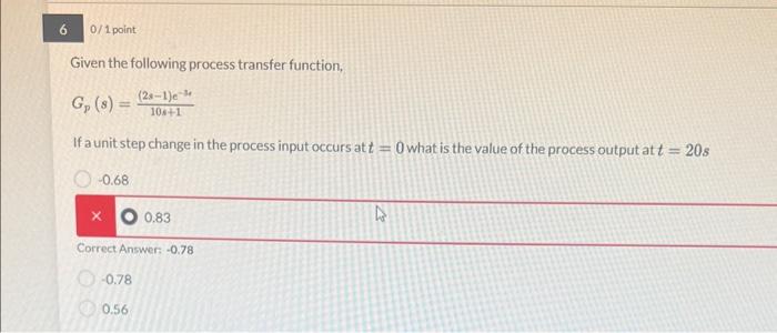 Solved Given the following process transfer function, | Chegg.com