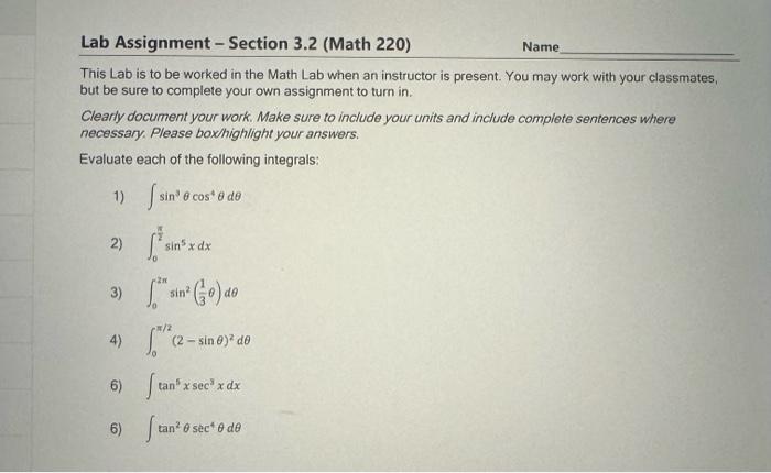 Solved This Lab is to be worked in the Math Lab when an | Chegg.com
