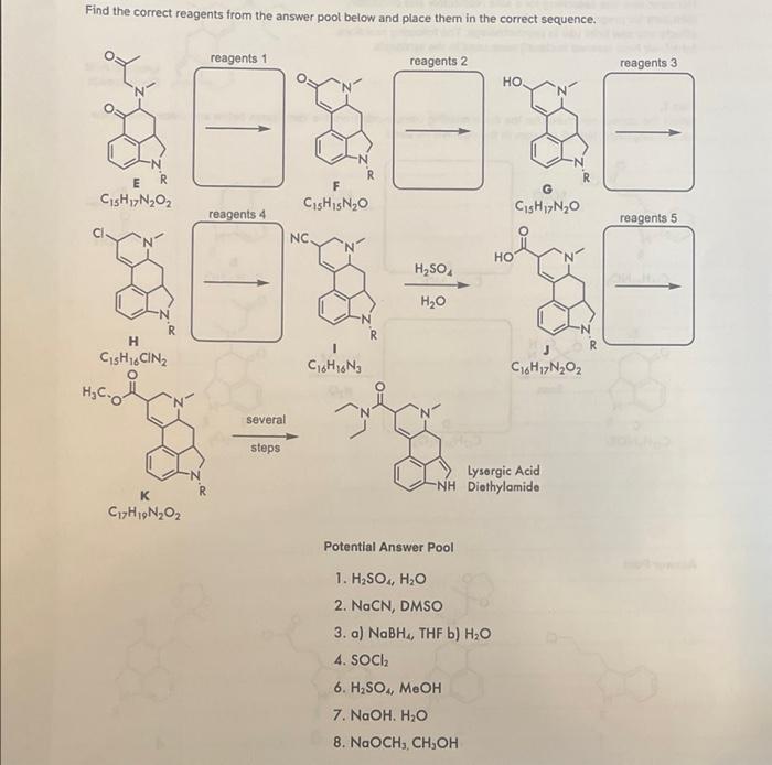 Solved Find the correct reagents from the answer pool below | Chegg.com