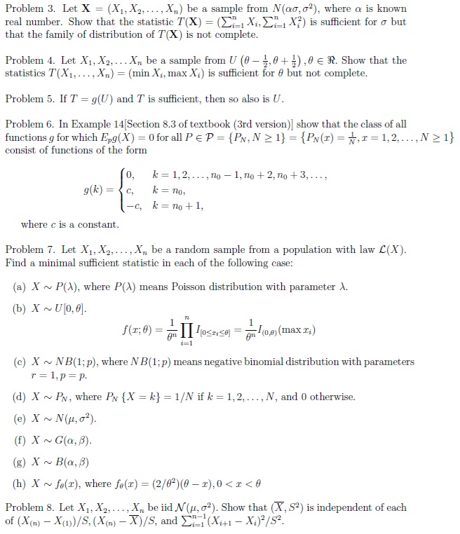 Problem 3. Let x=(x1,x2,dots,xn) be a sample from | Chegg.com Problem 3. Let x=(x1,x2,dots,xn) be a sample from | Chegg.com