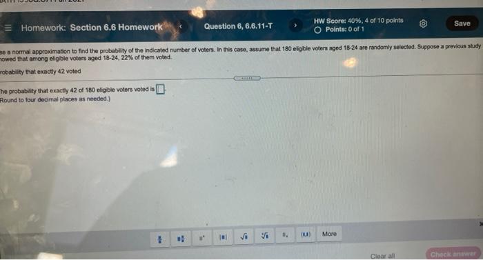 Solved Homework Section 6 6 Homework Question 6 6 6 11 T