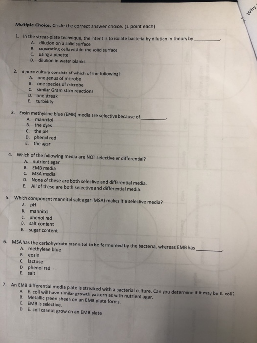 Solved Why Multiple Choice. Circle the correct answer | Chegg.com
