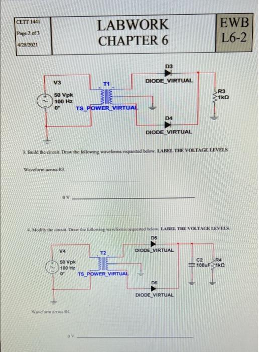 Solved 2. Modify the circuit. Draw the following waveforms | Chegg.com