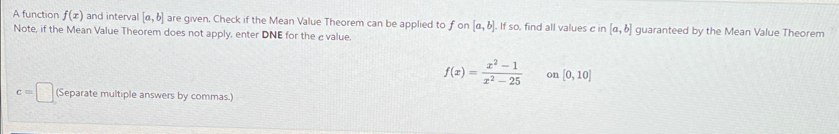 Solved A function f(x) ﻿and interval a,b ﻿are given. Check | Chegg.com