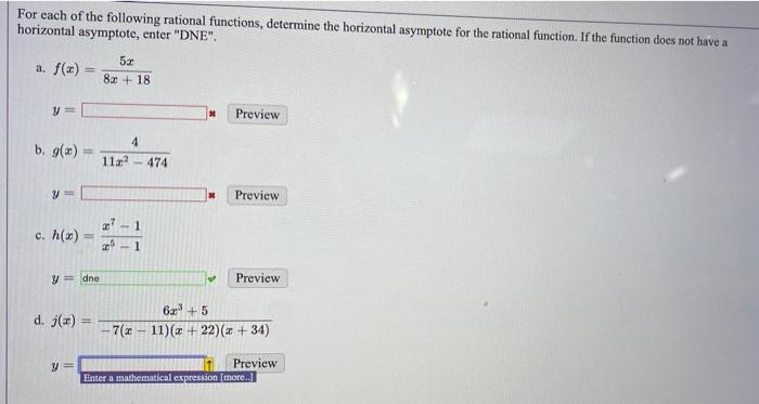 Solved For each of the following rational functions, | Chegg.com