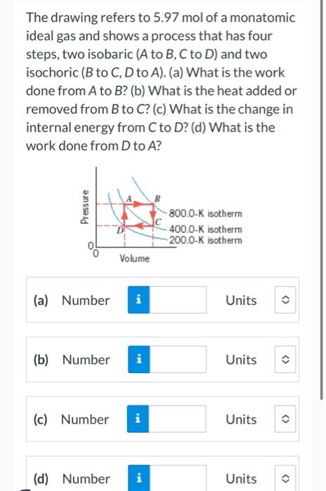 Solved The drawing refers to 5.97 mol of a monatomic ideal | Chegg.com