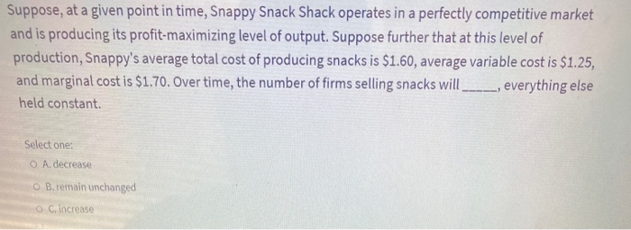 Solved Suppose, at a given point in time, Snappy Snack Shack | Chegg.com