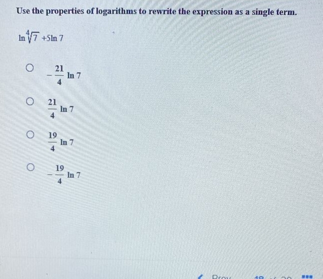 Solved Use the properties of logarithms to rewrite the | Chegg.com