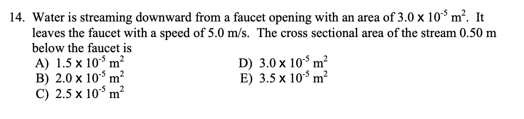 Solved Water is ﻿streaming downward from a faucet opening | Chegg.com