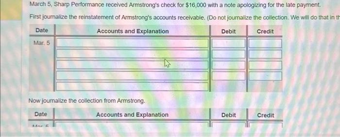 Solved 1. Journalize the transactions for Sharp Performance | Chegg.com