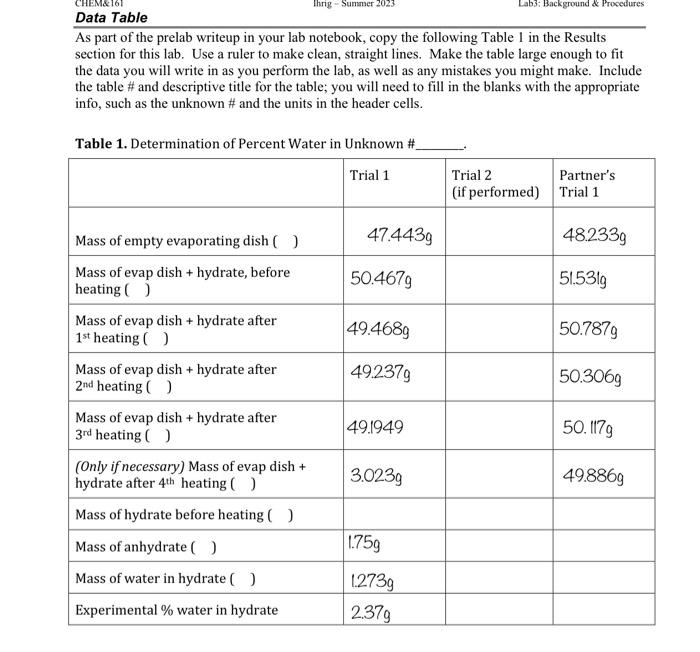 As part of the prelab writeup in your lab notebook, | Chegg.com