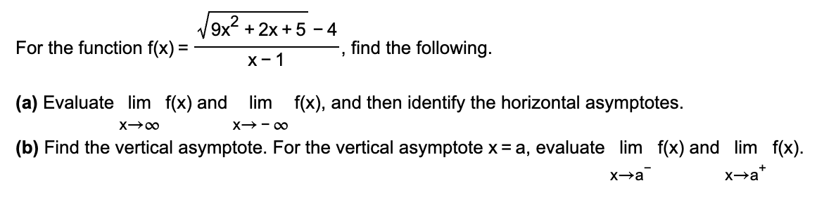 Solved For the function f(x)=9x2+2x+52-4x-1, ﻿find the | Chegg.com