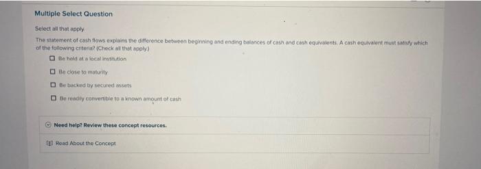 Solved Multiple Select Question Select all that apply The | Chegg.com