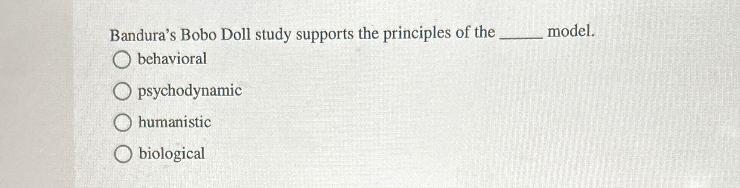 Solved Bandura's Bobo Doll study supports the principles of | Chegg.com