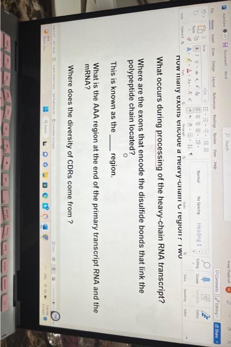 Solved What occurs during processing of the heavy-chain RNA | Chegg.com