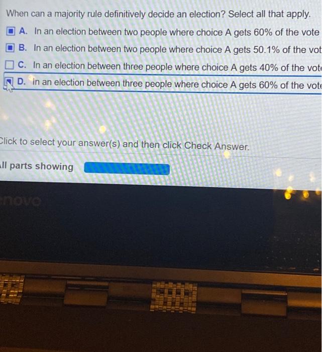 Solved When can a majority rule definitively decide an | Chegg.com