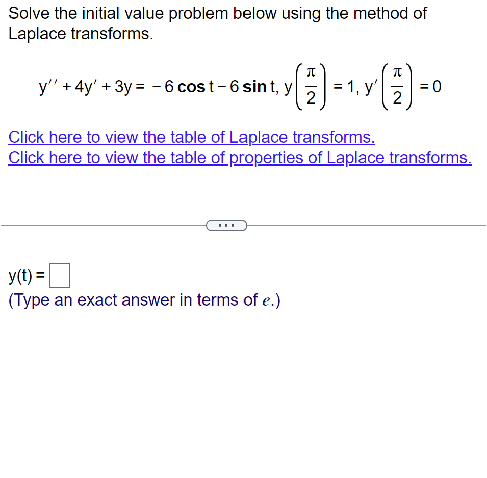 Solved Solve the initial value problem below using the | Chegg.com