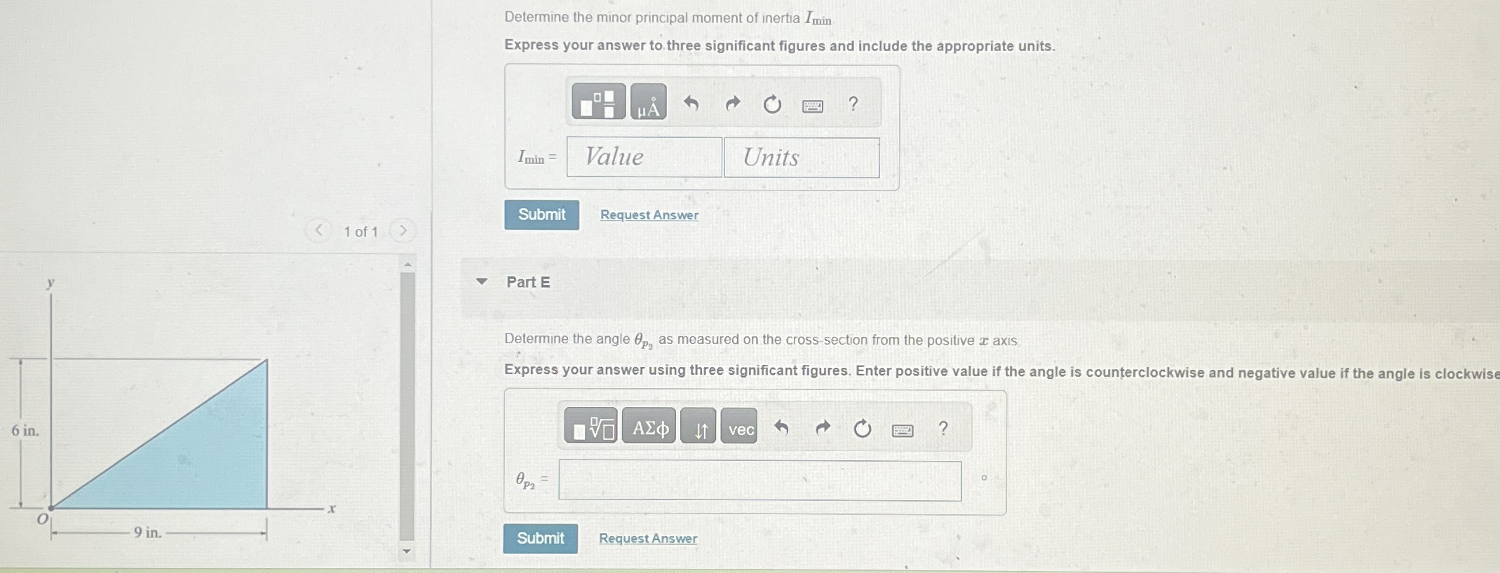 Solved Part BDetermine the major principal moment of inertia | Chegg.com