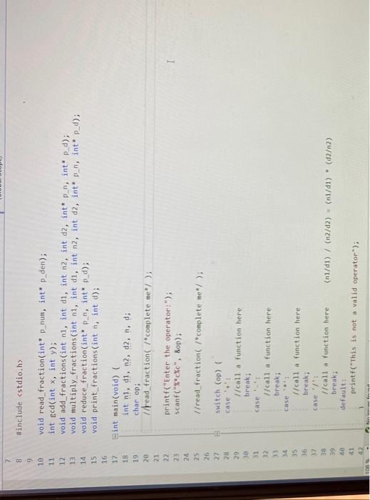 Solved 10 void read_fraction(int* P_num, int* P_den); 11 int | Chegg.com