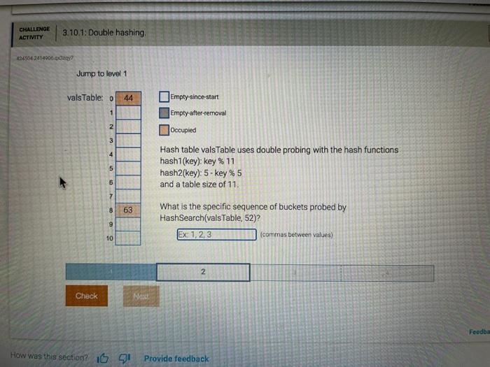 Solved Empty-since-start Empty-after-removal Occupled Hash | Chegg.com