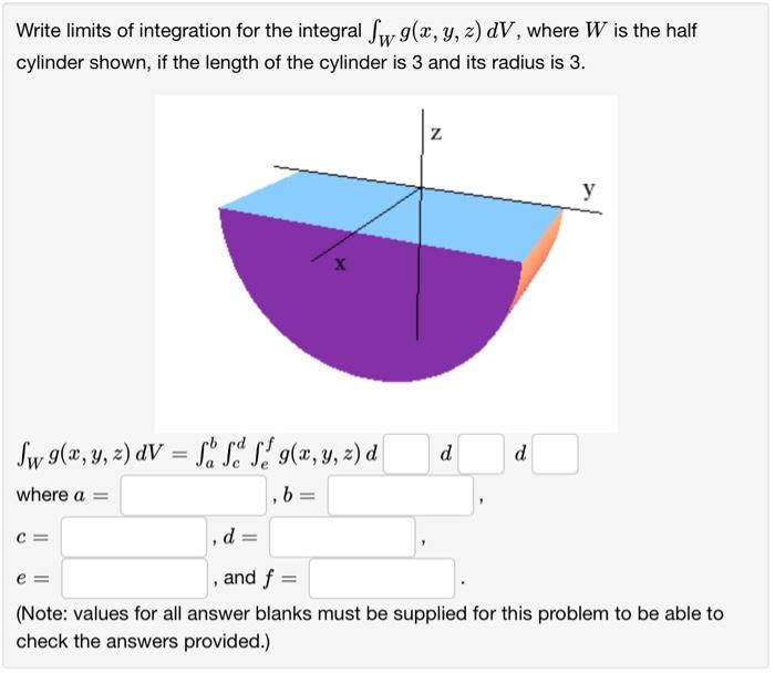 Solved Write limits of integration for the integral | Chegg.com