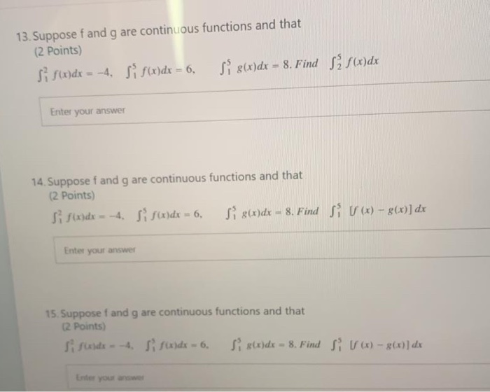 Solved 13. Suppose fand g are continuous functions and that | Chegg.com