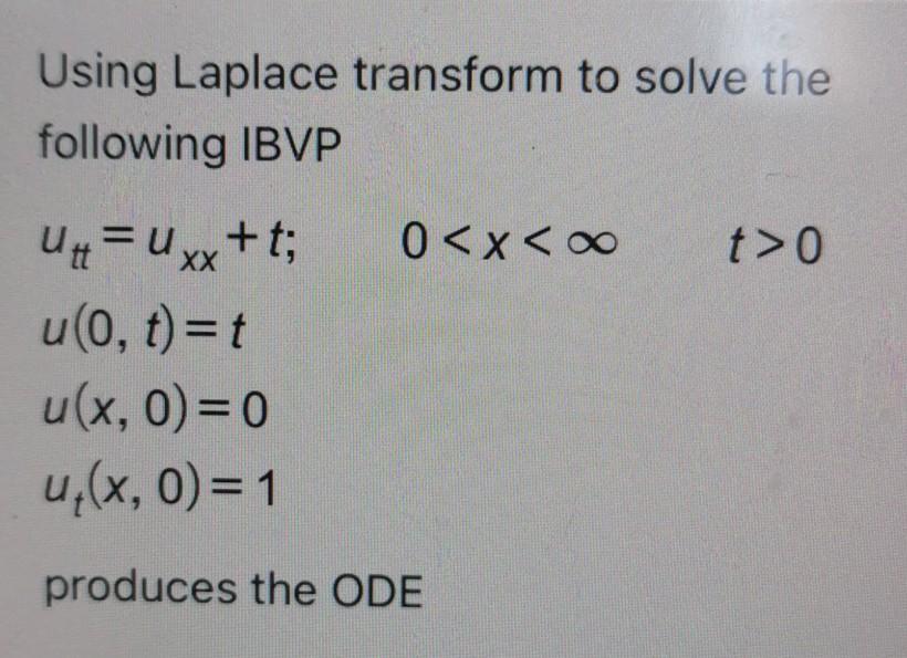 Solved Using Laplace transform to solve the following IBVP | Chegg.com