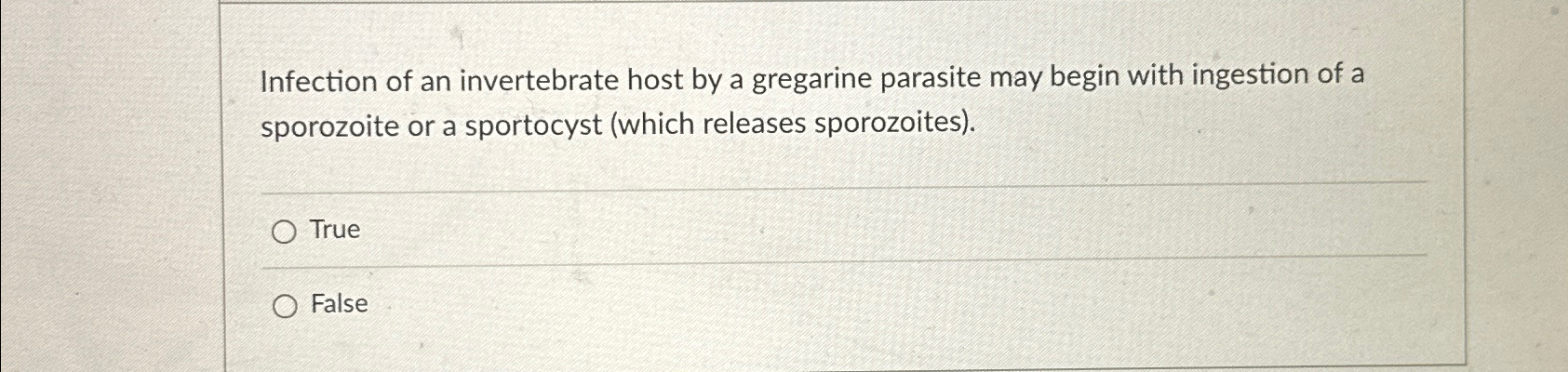 Solved Infection of an invertebrate host by a gregarine | Chegg.com