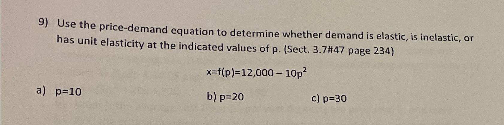 Solved Use the price-demand equation to determine whether | Chegg.com