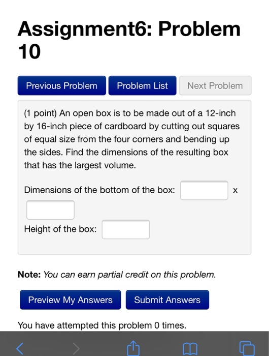 Solved Assignment6 Problem 10 Previous Problem Problem List