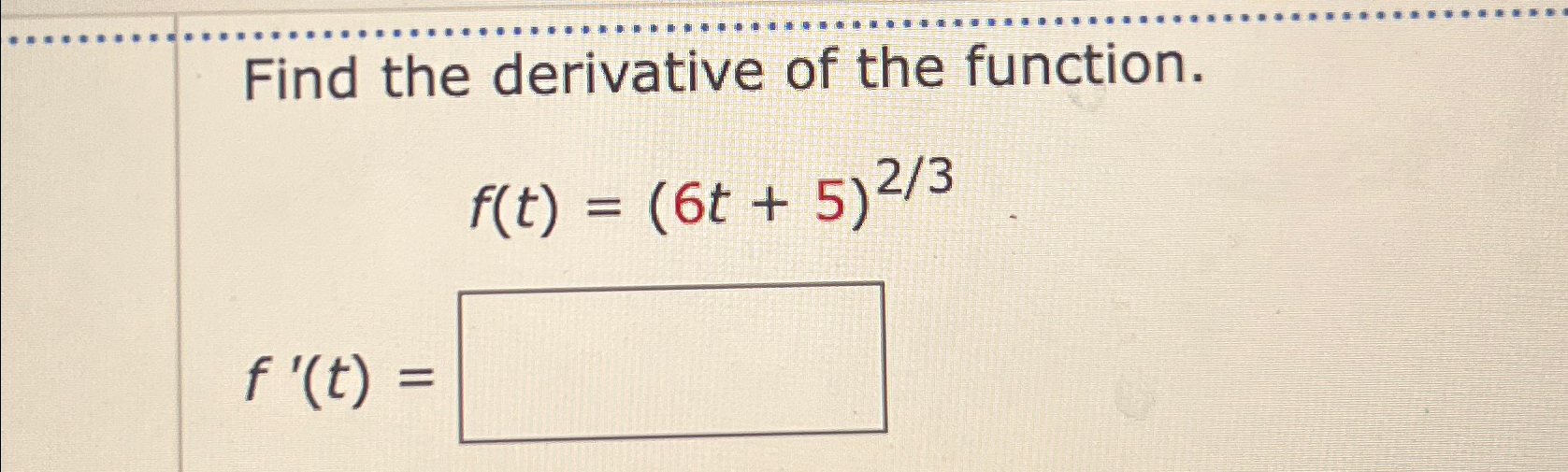 Solved Find the derivative of the | Chegg.com