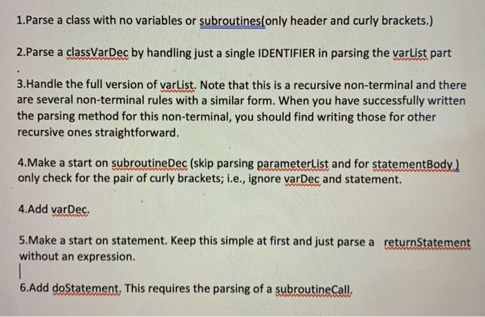 Solved Hi please write a recursive-descent parser for Jack | Chegg.com