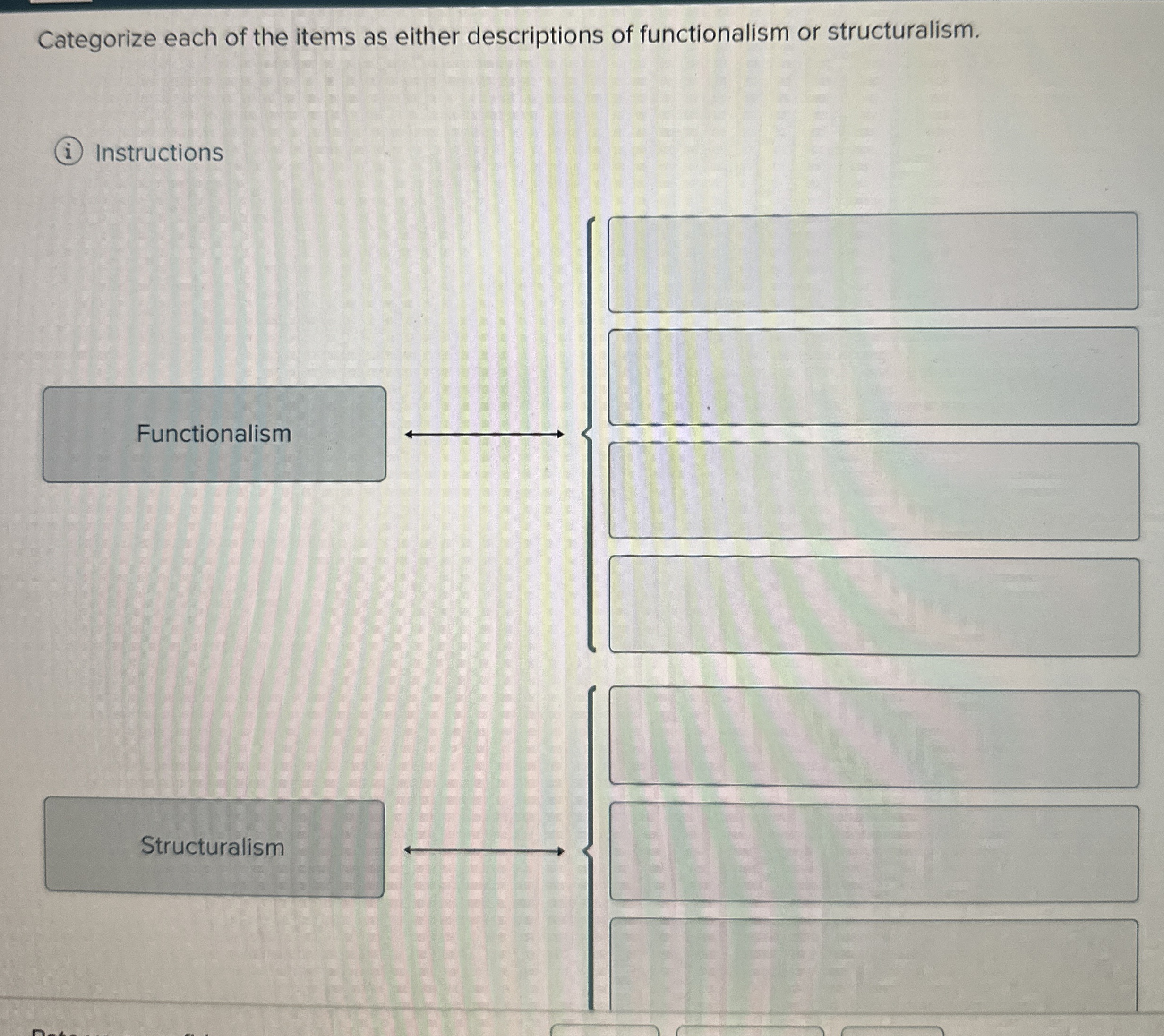 Solved Categorize each of the items as either descriptions | Chegg.com