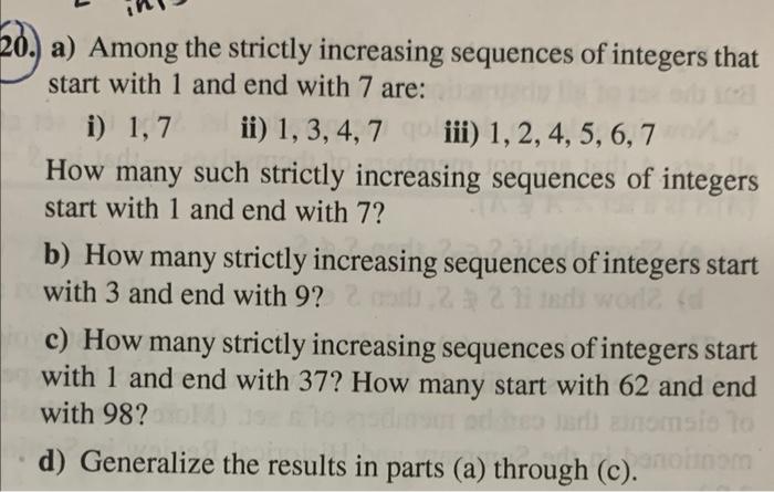 Solved 0.) a) Among the strictly increasing sequences of | Chegg.com