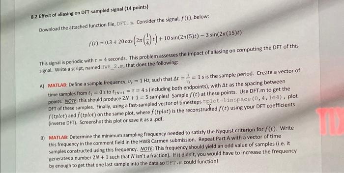 8.2 Effect of aliasing on DFT-sampled signal (14 | Chegg.com