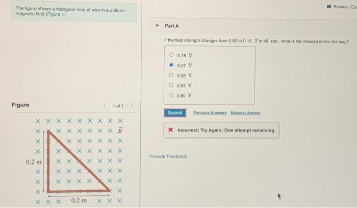 Solved I Review I Col The figure shows a triangular loop of | Chegg.com