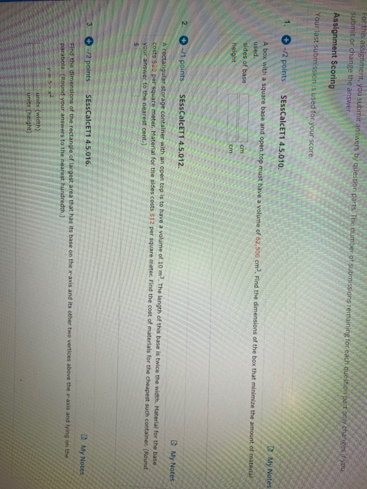 For this assignment, you submit answers by question | Chegg.com