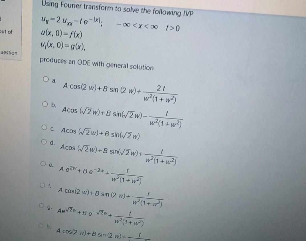 Solved Using Fourier transform to solve the following IVP | Chegg.com