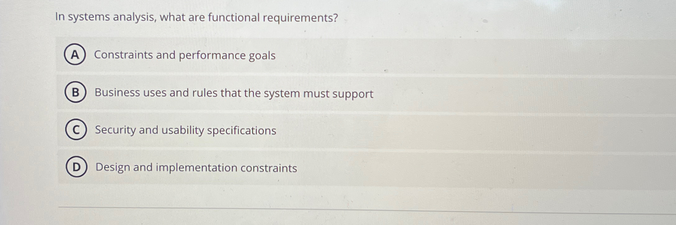 Solved In systems analysis, what are functional | Chegg.com